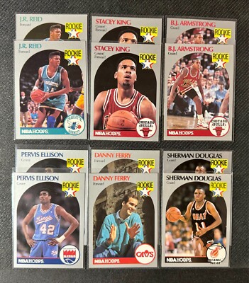 1989-90 NBA Hoops 12x Basketball Card Lot (ALL ROOKIES!) [REID, ELLISON ...