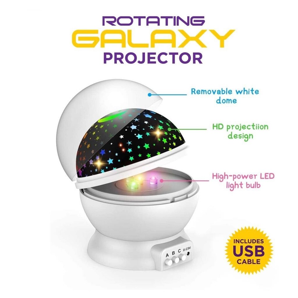 Rotating LED Galaxy Starry Night Light Projector - Star Moon Lamp USB ...
