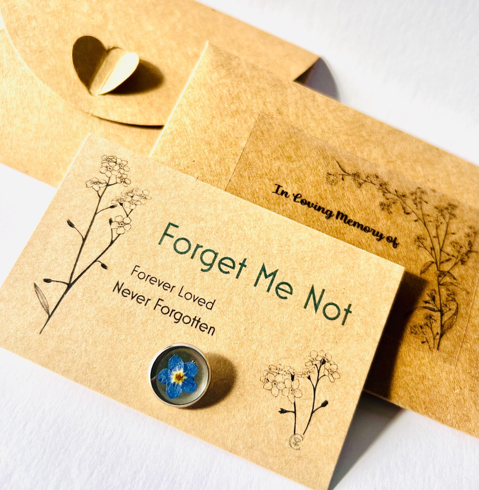 Forget Me Not Brooch Memorial Pin Handmade Funeral Favours Bereavement ...