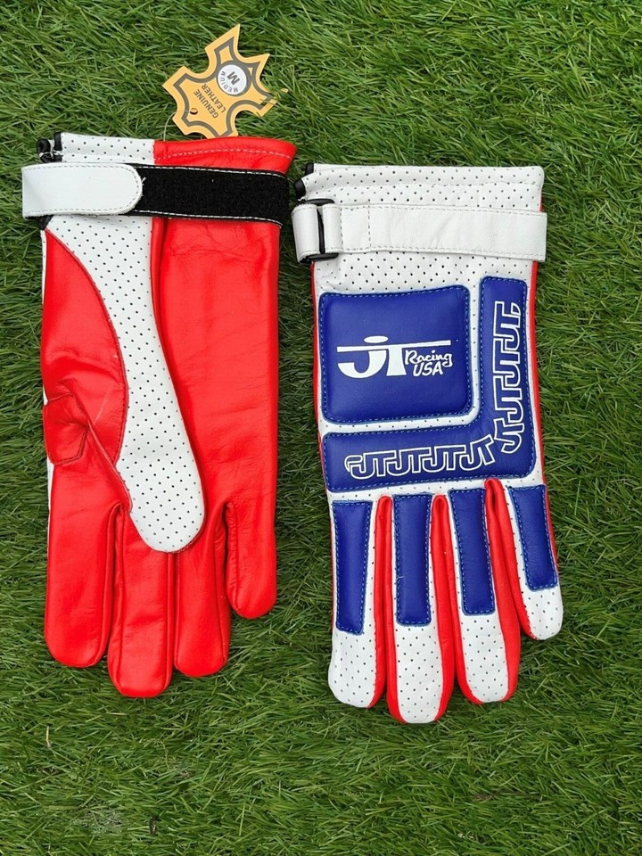 Official JT Racing Vintage Racing Gloves BMX/Motocross 100% Leather S/M ...