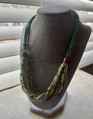 Kenneth Cole New York Gold Turquoise Yellow Beaded Necklace | eBay