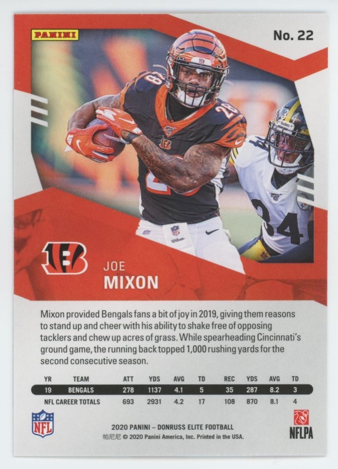 2020 Donruss Elite Joe Mixon Cincinnati Bengals #22 | eBay