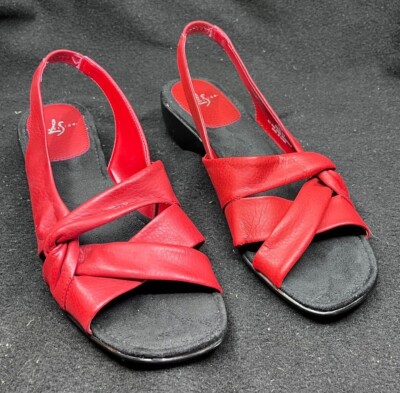 Life Stride Women's Red Back-Strap Sandals Wedge Heel Pull-On Size 7.5W ...