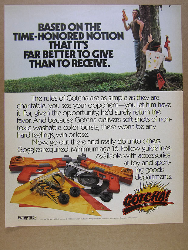 1987 Gotcha! Gotcha the Sport paintball game guns players photo vintage ...