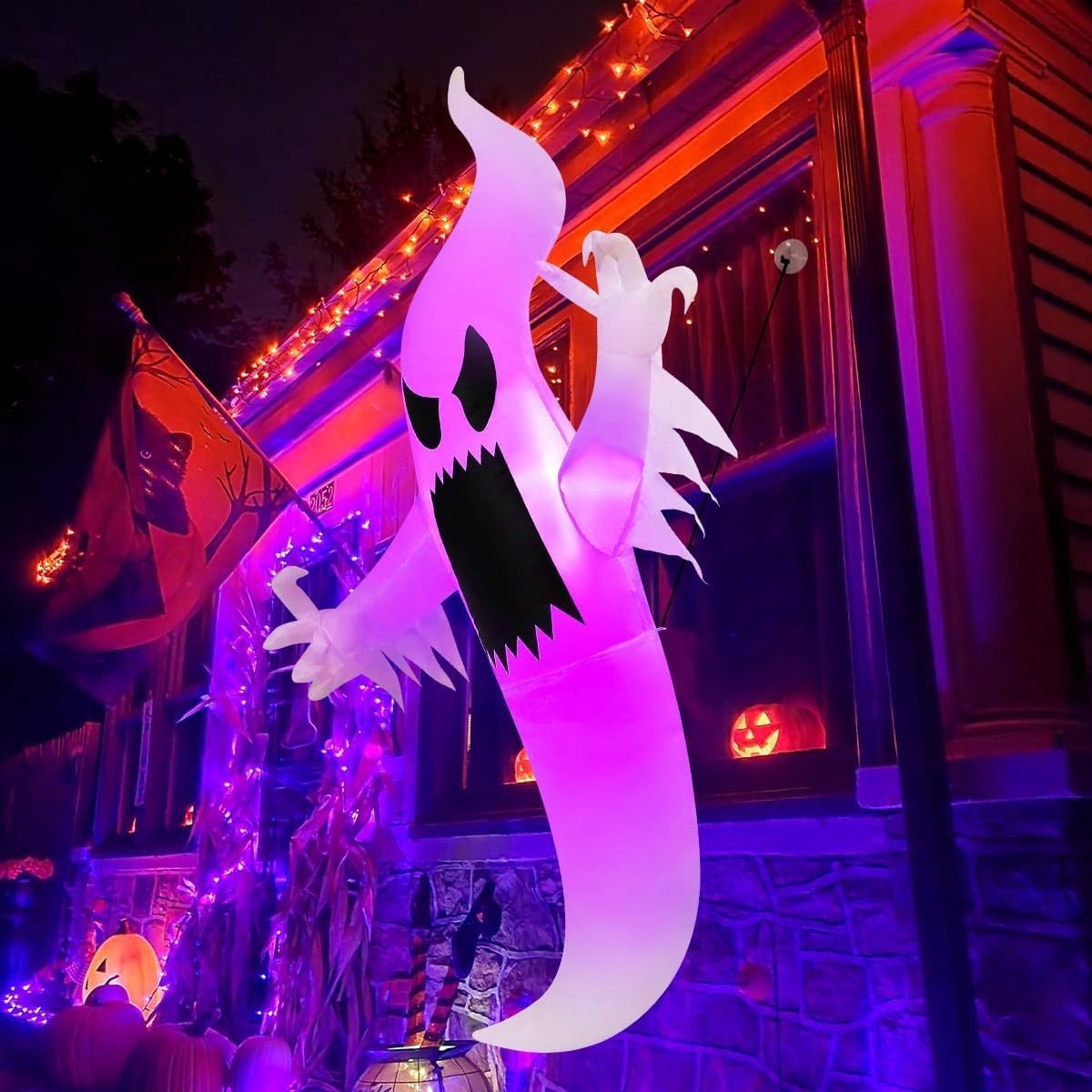 6 Ft Hanging Ghost LED Halloween Inflatables Outdoor Decorations ...