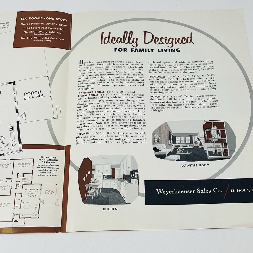 1954 Weyerhaeuser New Idea House Planner Home Plans Blueprint Design ...