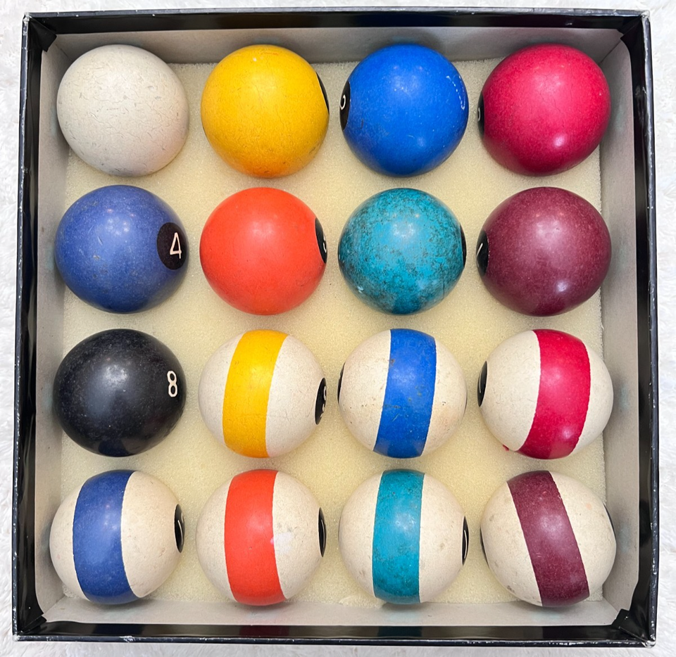 Rare Vintage 2 1/8" Clay Pool Ball Set, Billiard Ball Set, Solid Colors ...