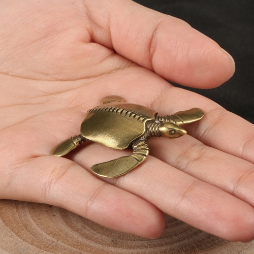 Solid Brass Sea Turtle Figurine Small Statue Home Ornament Collectibles ...