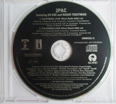 2PAC - RARE PROMO SINGLE CD "CALIFORNIA LOVE" | eBay
