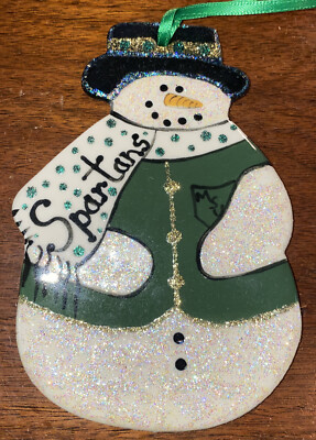Michigan Spartans Handcrafted Snowman Christmas Tree Ornament | eBay