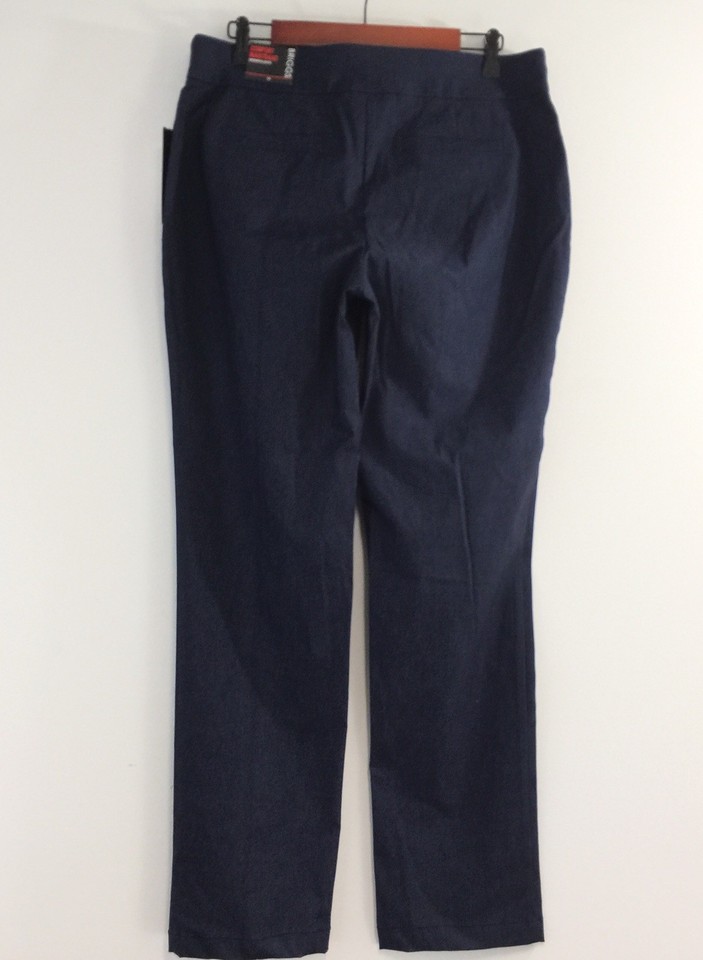 NWT Briggs Womens Sz 14 Comfort Waistband Blue Pants Hidden Elastic ...