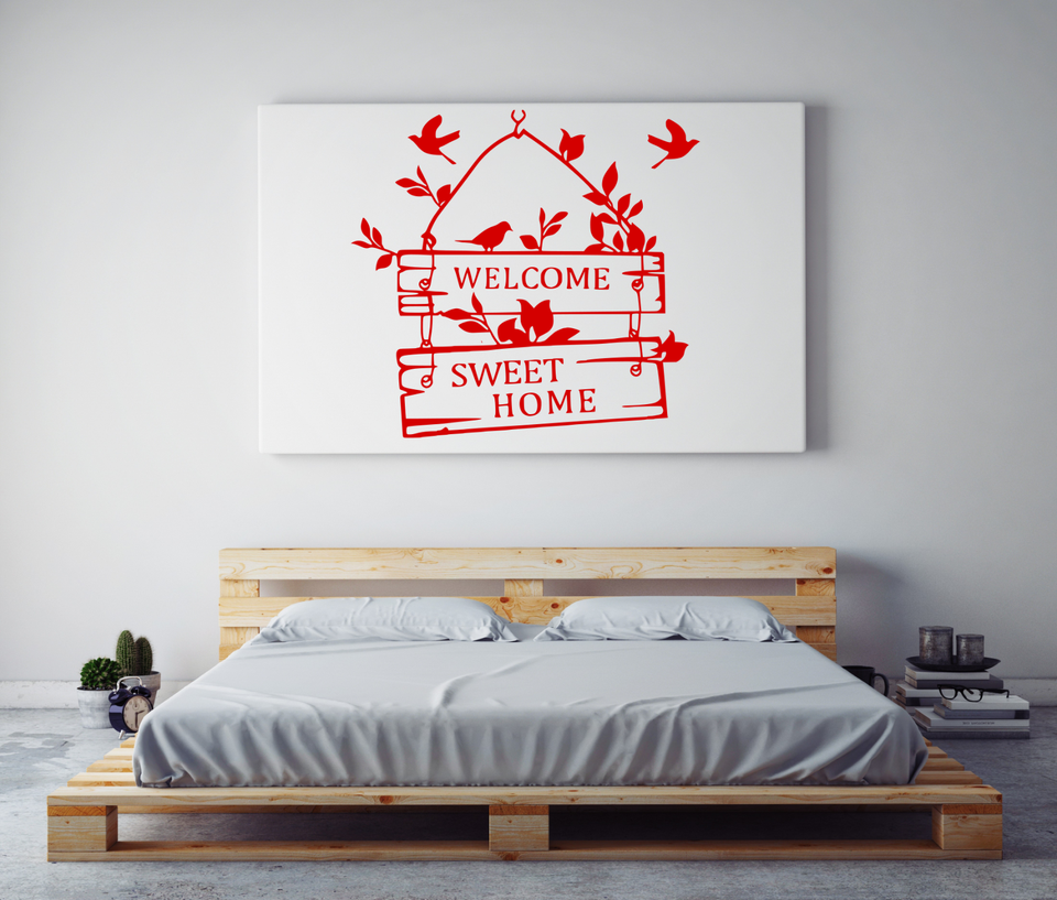 Welcome Sweet Home Modern Transfer Wall Decal Quote NQ65 | eBay UK