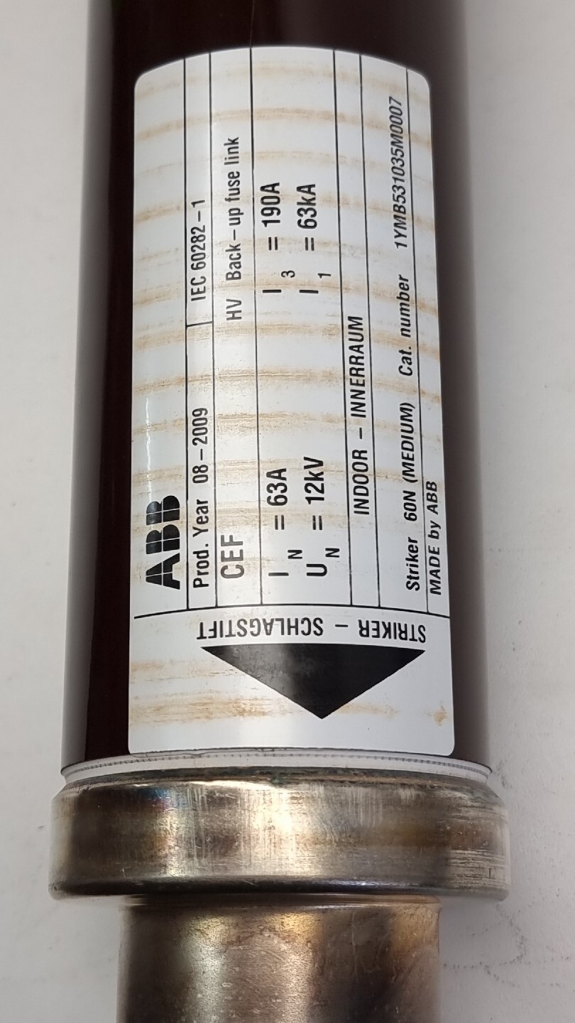ABB CEF Medium Voltage Fuse Link 12kV 63A 63kA With 60N Striker ...