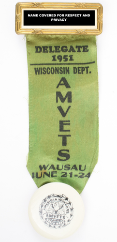 1951 American WWII Veteran AMVET Convention Delegate Badge Ribbon ...