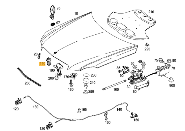 Mercedes-Benz E-class W212 Front Bonnet Hood Spring A2048800127 2014 ...