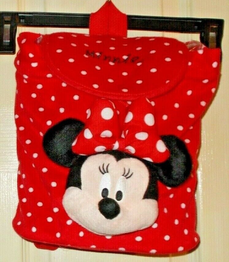 Girls Minnie Mouse 3D Backpack Plush Polka Dot OR Solid Black Fanny ...