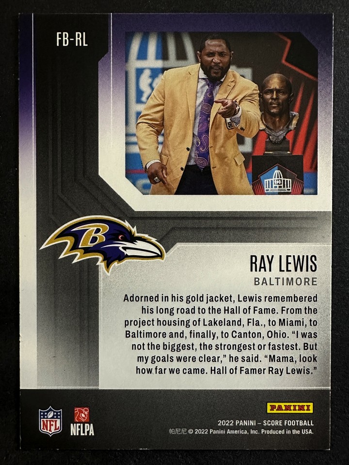Ray Lewis 2022 Score Football First Ballot Baltimore Ravens #FB-RL | eBay