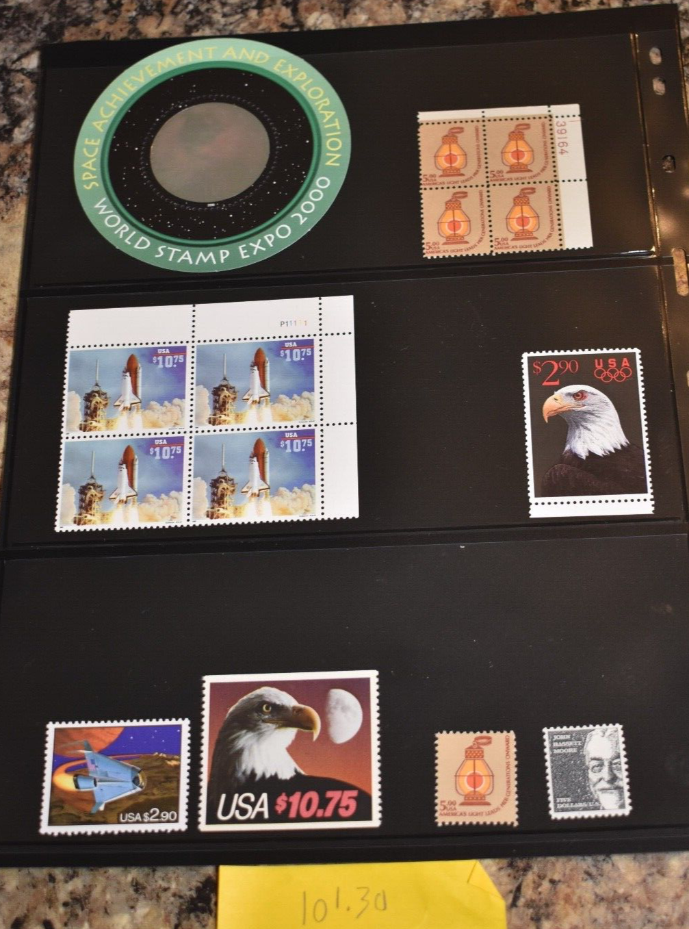 UNITED STATES HIGH DENOMINATION POSTAGE FACE VALUE 101.30 MNH OG! HUGE ...