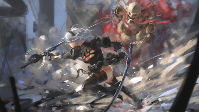 Anime 2b artwork machine nier automata thigh highs Playmat Gaming Mat ...