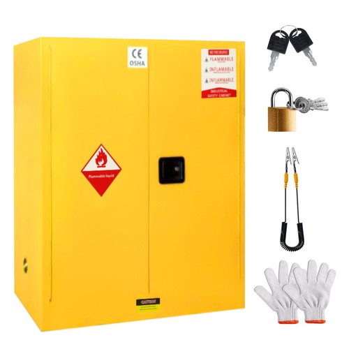 Yellow 40Gallon Flammable Liquid Safety Storage Cabinet Fireproof ...