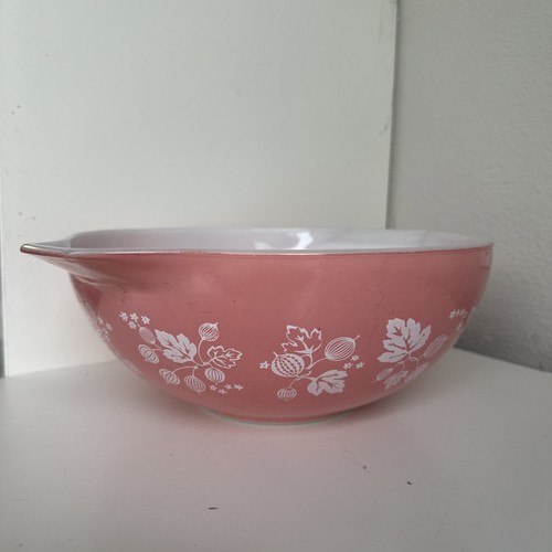 Vintage 1960s PYREX Large Pink GOOSEBERRY 4QT Cinderella Nesting Mixing ...