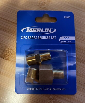 MERLIN Brass Air Line Reducer Set, 3-Piece Connect 1/4 or 3/8" #63580 ...