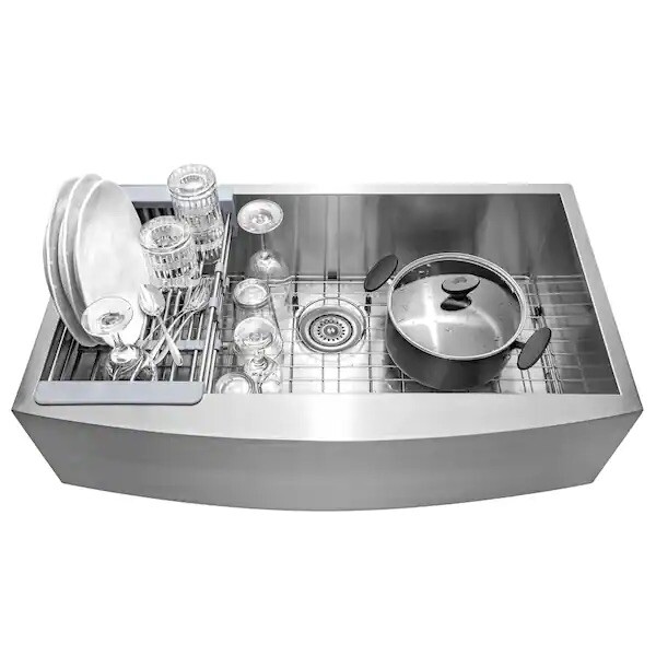 AKDY KS0063 33 in. Farmhouse Single Bowl Apron Mount Kitchen Sink for ...