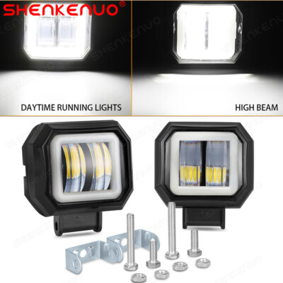 3inch Square LED Work Light Bar Spot Pods Halo Fog Driving Offroad ATV ...