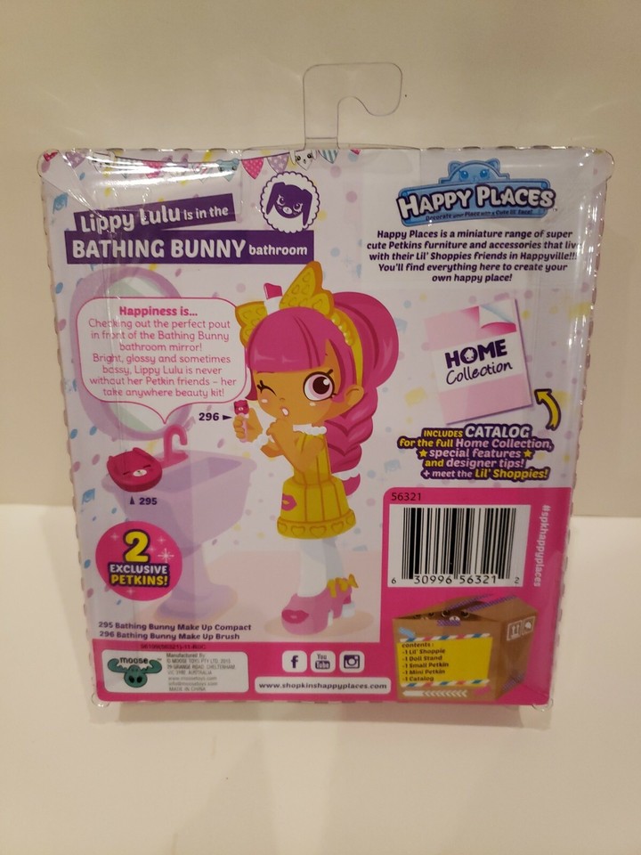 Shopkins Happy Places Bathing Bunny Lil' Shoppie Pack w/ Lippy LuLu NIB ...