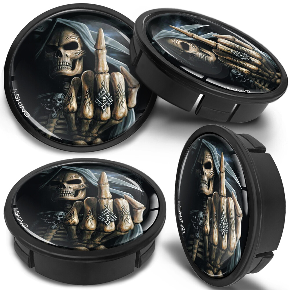 4x 60mm - 56mm Universal Black Skull Car Rims Alloy Wheel Center Hub ...