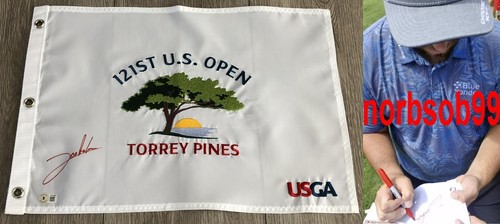 JON RAHM SIGNED AUTOGRAPH 2021 US OPEN PIN FLAG w/EXACT VIDEO PROOF ...