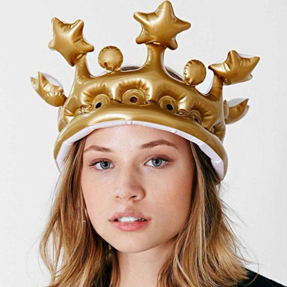 Gold Crown Happy Birthday Princess Inflatable Crown Girls Hat Cap Party ...