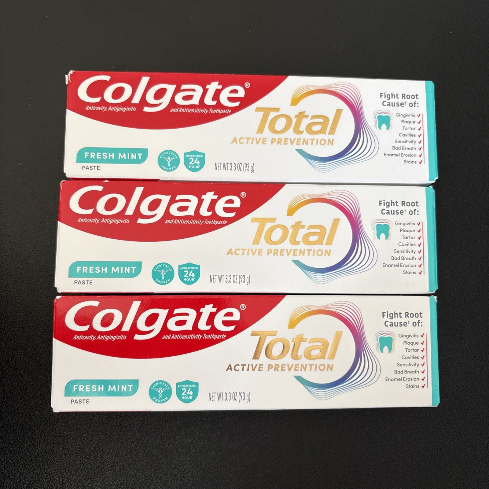 3x Colgate Total Fresh Mint Stripe Gel Toothpaste 3.3Oz Exp 01/2027 | eBay