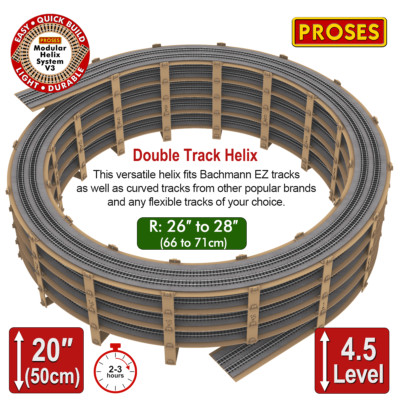 Dual Track Helix For Bachmann EZ & More Radius 26" to 28" FREE EXPRES ...