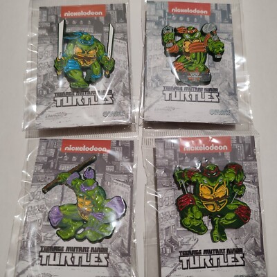 Teenage Mutant Ninja Turtles 4x Enamel Pins Set Donatello Michelangelo ...