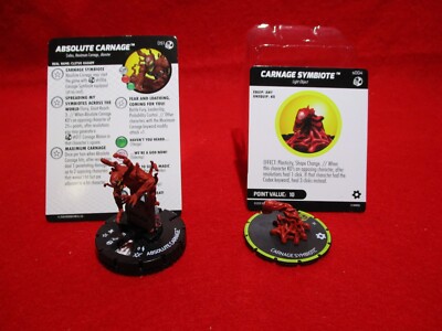 Marvel Heroclix Absolute Carnage #051 & Carnage Symbiote #s004 w/ Cards ...