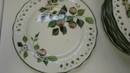 7 - Plates Italy Brunelli Tiffany Pattern Pierced Lattice Edge Figs ...