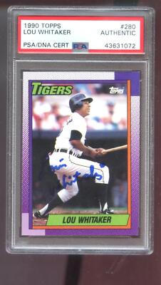1990 Topps #280 Lou Whitaker AUTO SIGNED Autograph Card PSA/DNA ...
