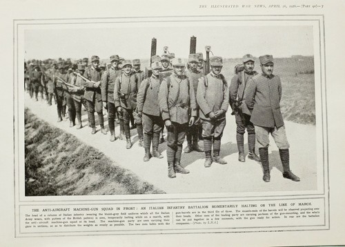 1916 WWI WW1 PRINT ANTI AIRCRAFT MACHINE GUN SQUAD ITALIAN INFANTRY ...