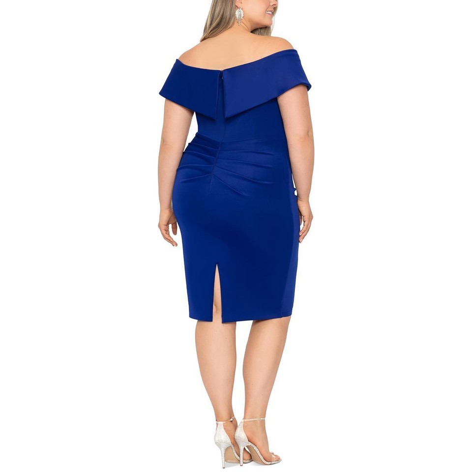Xscape Womens Blue Ruffled Sheath Bodycon Dress Plus 20W BHFO 0783 | eBay