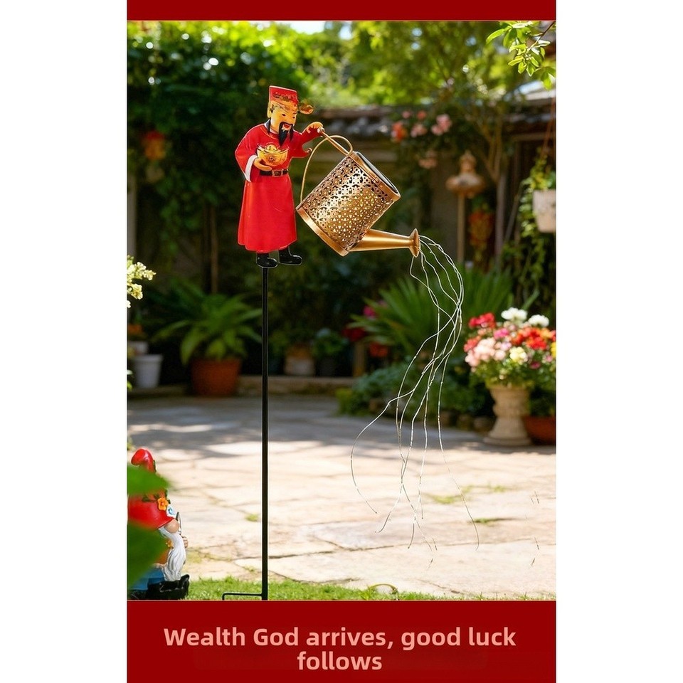Solar Outdoor Garden Stake Light Metal Watering Can Lantern for Garden ...