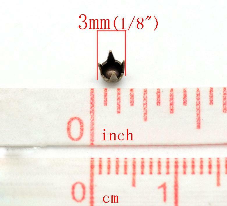 100 Antique Bronze Cone Rivet Stud Spikes - 3mm - Round Dome - Metal ...