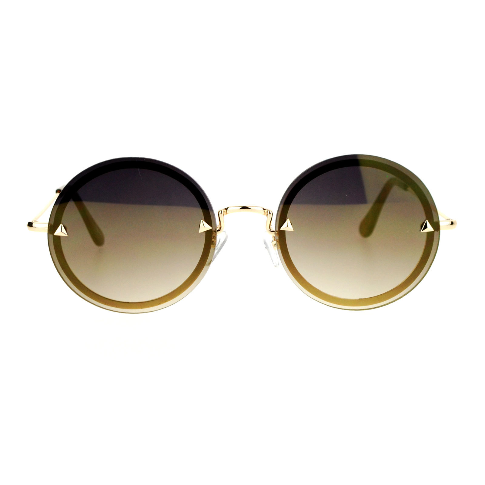 Round Circle Frame Sunglasses Women's Full Mirror Lens Rear Rim Fashion ...