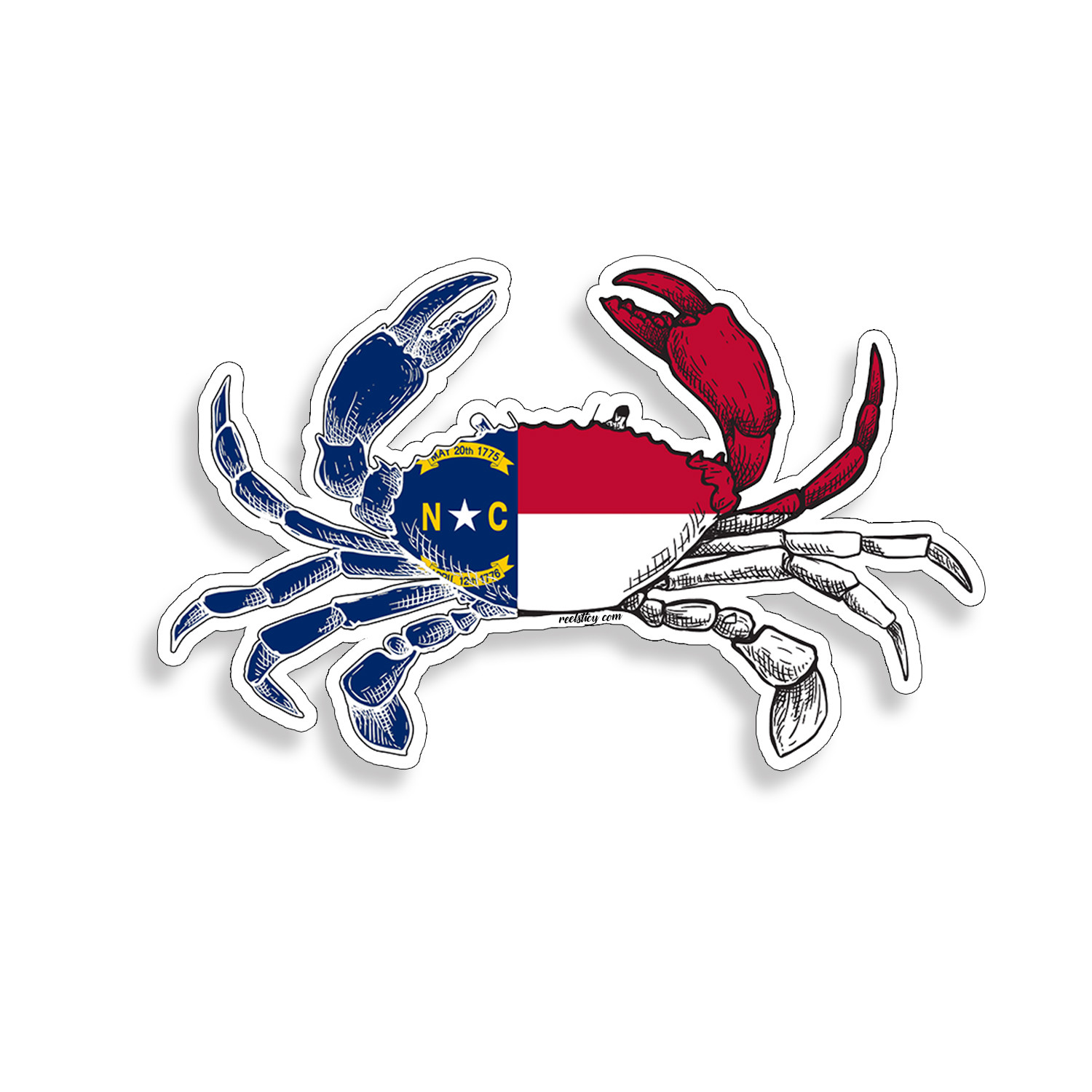 North Carolina Crab NC Flag Sticker Cup Laptop Car Vehicle Window ...