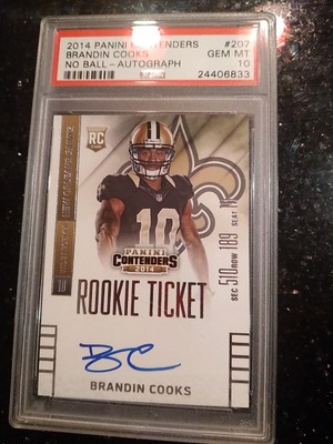 2014 Contenders Brandin Cooks Rookie Ticket Auto Autograph RC #207 PSA ...