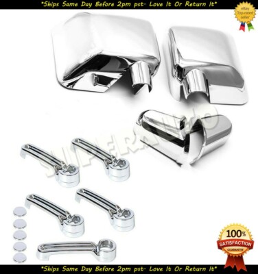 For 2007-2018 Jeep Wrangler JK Chrome Full Mirrors+5pcs Handle Covers ...