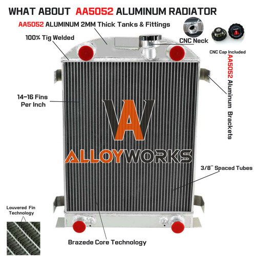 For 1932-1938 Ford Roadster Stock Height Flathead 3.3L 3-Row Aluminum ...