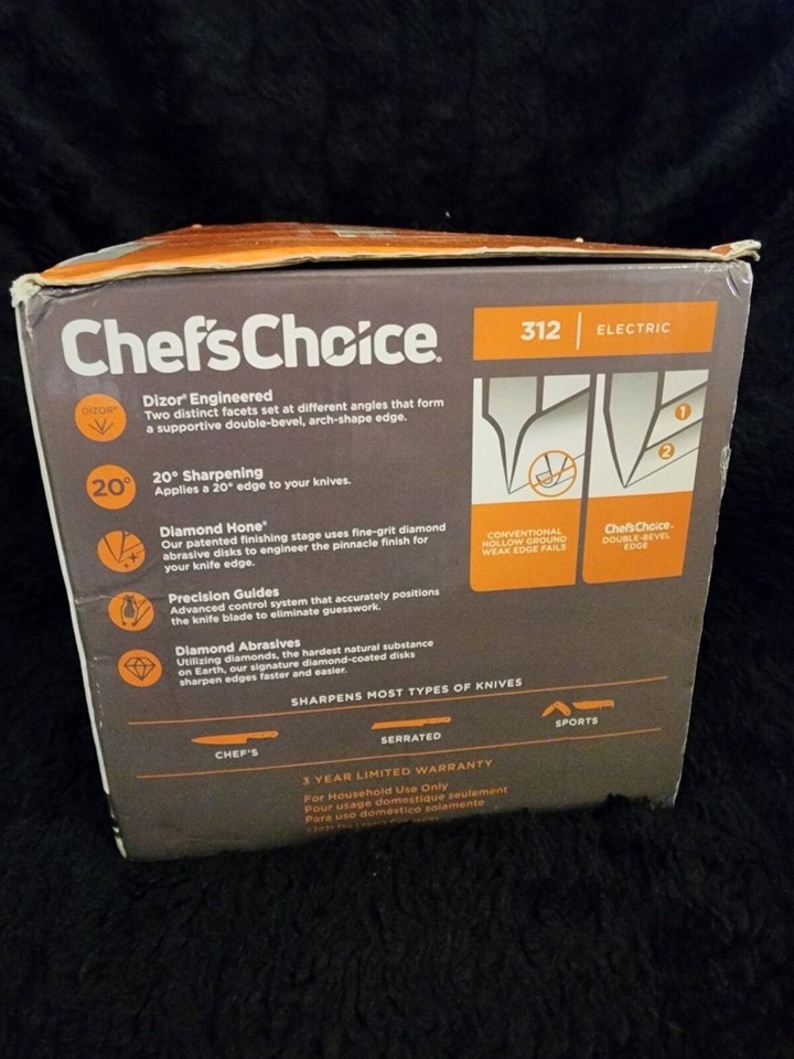 Chefs Choice Diamond Ultra Home Knife Sharpener Model 312 Electric(18 ...
