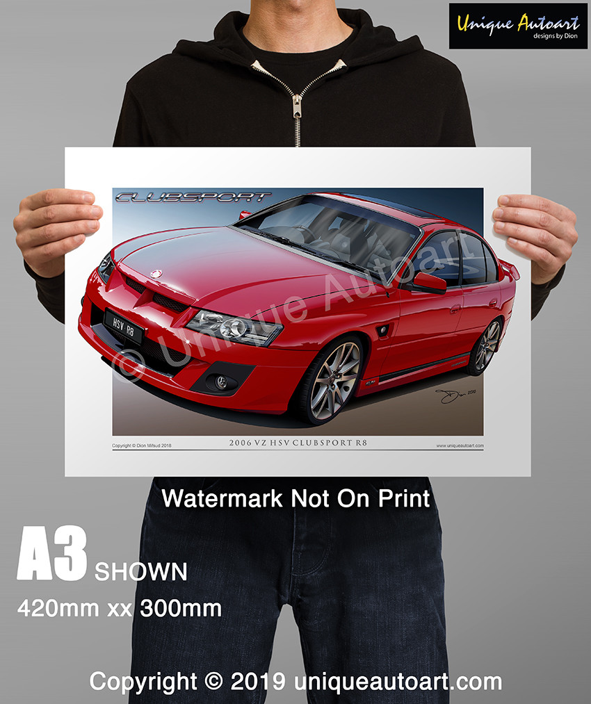 Holden VZ Clubsport Print - VZ HSV Car Drawing from Unique Autoart (6 ...