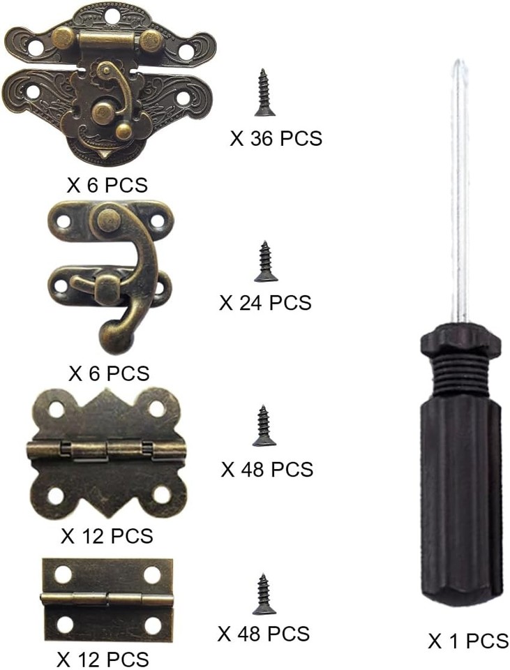 36 Sets Retro Jewelry Box Hinges and Latches Hardware, Small Bronze | eBay